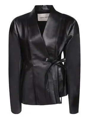 ALBERTA FERRETTI Alberta Ferretti Wrap Belted Leather Jacket