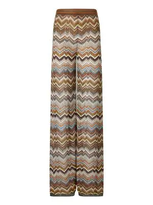 MISSONI Sequined Metallic Crochet-knit Wide-leg Pants