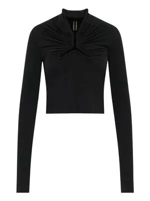 RICK OWENS Rick Owens High Neck Cut-Out Ruched Top