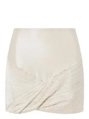 Rabanne Pleated Stretch-satin Mini Skirt - Neutrals