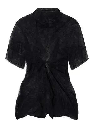 COLLEEN ALLEN Draped Ruffled Lace Blouse