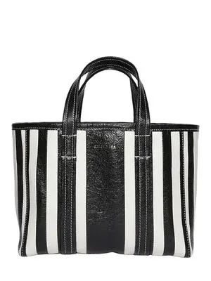 BALENCIAGA Barbes East West Shopper Tote Striped Leather Medium