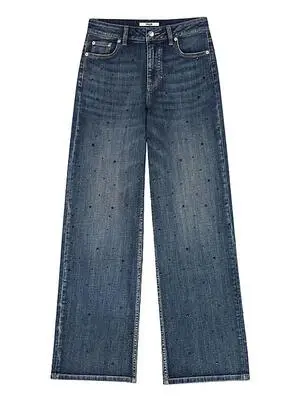 MAJE Rhinestone Wide-leg Stretch-denim Jeans 8