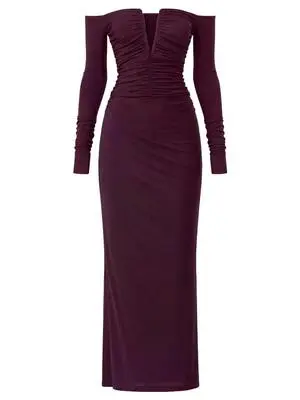 AMAZUIN Noemi Ruched Off-shoulder Maxi Dress