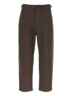 LEMAIRE Tapered-fit Mid-rise Trousers In Cotton Twill Brown