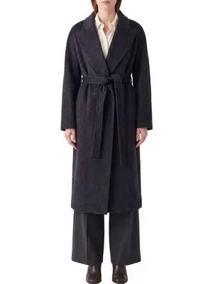 MAX MARA Long Robe Coat In Cashmere And Mohair With Belt