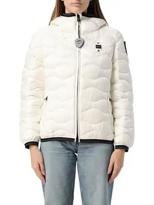 BLAUER. Camelia Slim Fit Short Down Jacket With Shearling Hood White