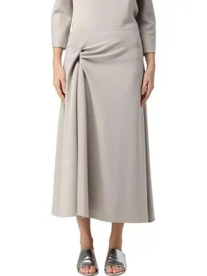 MEIMEIJ Asymmetrical Midi Skirt In Viscose With Draped High Waist Grey