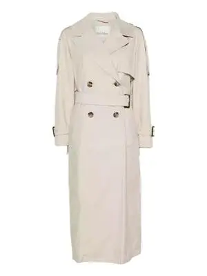 MAX MARA Long Double-breasted Trench Coat In Water-repellent Cotton - Beige