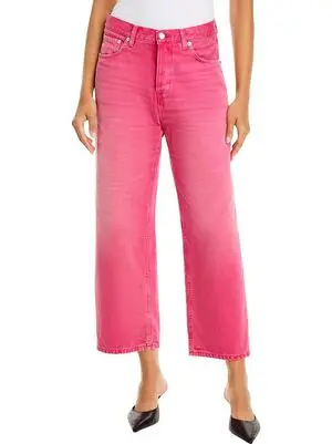 HAIKURE Betty Bull High Rise Wide Leg Crop Jeans In Raspberry