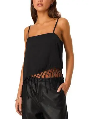 SNDYS. Pim Fringe Cropped Square Neck Camisole