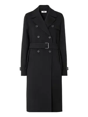FENDI Fendi Women's Virgin Wool & Silk Coat With Side Slit Hem, Cape Back, Adjustable Cuffs And Belt