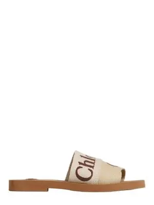 Chloé Chloé Embroidered Logo Ribbon-Detail Mini Sandals With Rubber Sole Beige