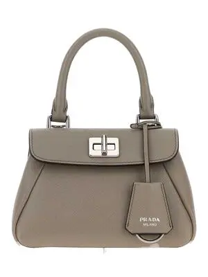 PRADA Prada Women Grey Leather Mini Prada Avoir Handbag