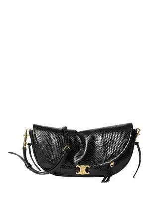 Celine SOFT TRIOMPHE LITTLE HALFMOON IN PYTHON Black