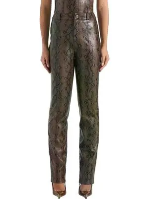 Manière De Voir Lucia Python Straight Leg Trousers - Brown