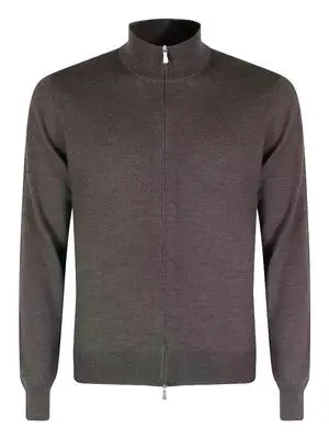 Tagliatore Zip-up Knitted Cardigan Brown