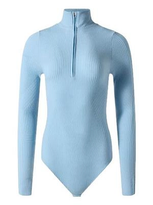 Perfect Moment Wool Blend Base Layer Bodysuit Cloud Blue