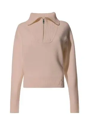 Perfect Moment Half Zip Wool & Cashmere Top Blush