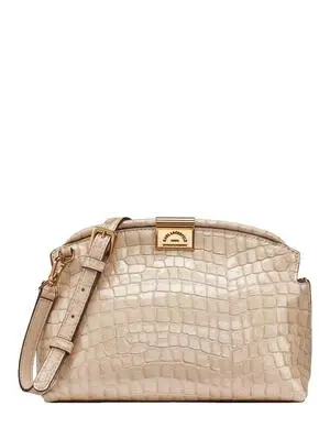 Karl Lagerfeld Paris Emi Croco Crossbody - Dark Brie