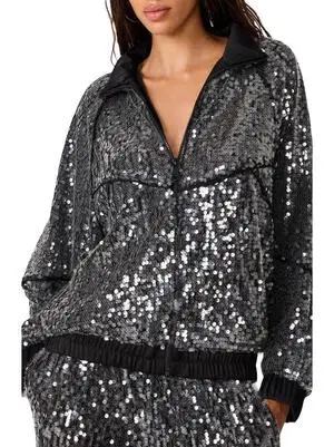 STEVE MADDEN Jacey Sequin Bomber Jacket