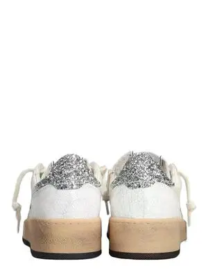 4B12 Playnew Glitter-detail Leather Sneakers