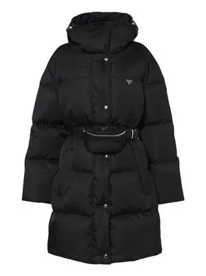 PRADA Belted Hooded Re-nylon Down Coat