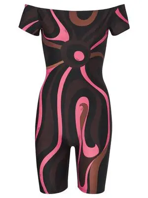 Emilio Pucci Marmo Off-shoulder Jersey Catsuit Multicoloured