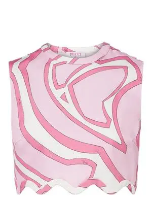 EMILIO PUCCI Labirinto Cotton-blend Jersey Crop Top