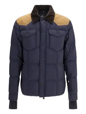 Moncler Geltech Down Ski Jacket With Corduroy Trim - Blue