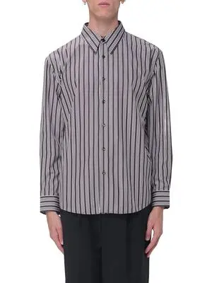 Saint Laurent Saint Laurent Men Striped Cotton Saint Laurent Shirt With Pointed Collar Brown
