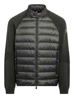 MONCLER Moncler Grenoble Dark Grey Padded Zip-Up Cardigan In Wool Blend Men
