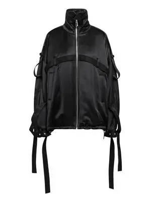 Attico Deconstructed Bomber Jacket In Satin - Black