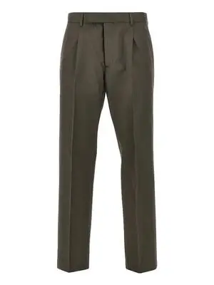 Zegna Zegna Men Wool And Cotton Pleated Pants Yellow