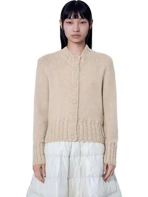 Moncler Moncler Women Ribbed Cardigan In Wool Blend Multicolor