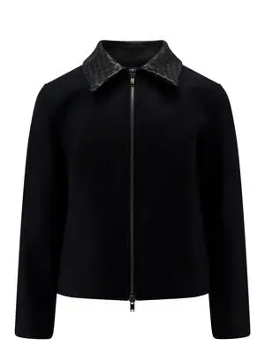 BOTTEGA VENETA Bottega Veneta Men Wool Jacket With Leather Collar With Intrecciato Motif