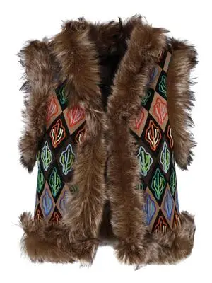 GOLDEN GOOSE Embroidered Shearling Vest
