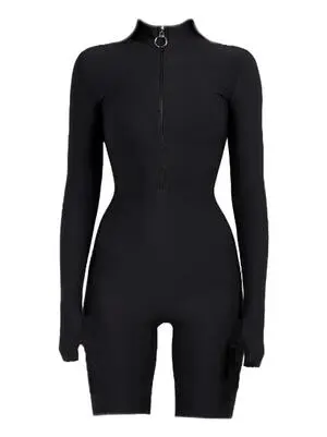 MONOSUIT Long Sleeve High Neck Zip Up Shorts Bodysuit