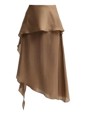 THE GARMENT Eleanor Draped Asymmetric Midi Skirt