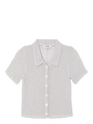 RE/DONE Amelia Cashmere Polo Top Mist