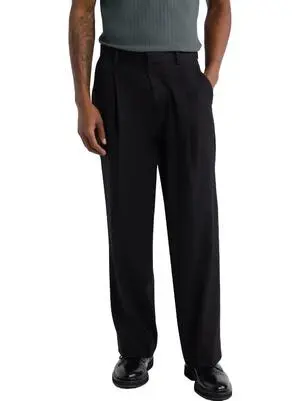 OPEN EDIT Pleated Tapered Pants Black