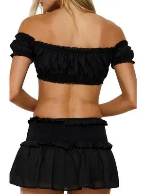 PRINCESS POLLY Corabel Off The Shoulder Micro Crop Top