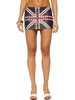 EDIKTED England Lover Studded Faux Leather Miniskort