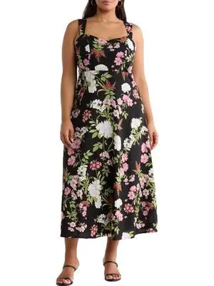 SUGARLIPS Sweetheart Neck Midi Dress