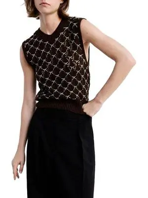 MANGO Contrast Crochet Sweater Vest