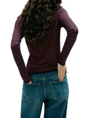 MANGO Striped Metallic Thread Sweater