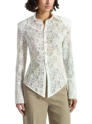 MANIÈRE DE VOIR Sila Wide Shoulder Lace Angled Shirt
