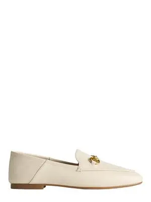 Quince Women's Italian Leather Collapsible-heel Horsebit Loafer Bone
