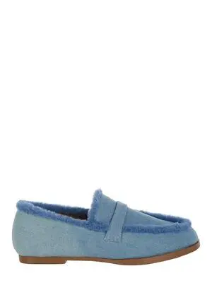 RAG & CO Nivena Fur Detail Denim Loafers By Rag & Co