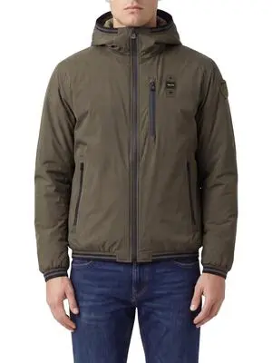 BLAUER. D-devon Lightweight Windproof Jacket With Hood And Logo Olive